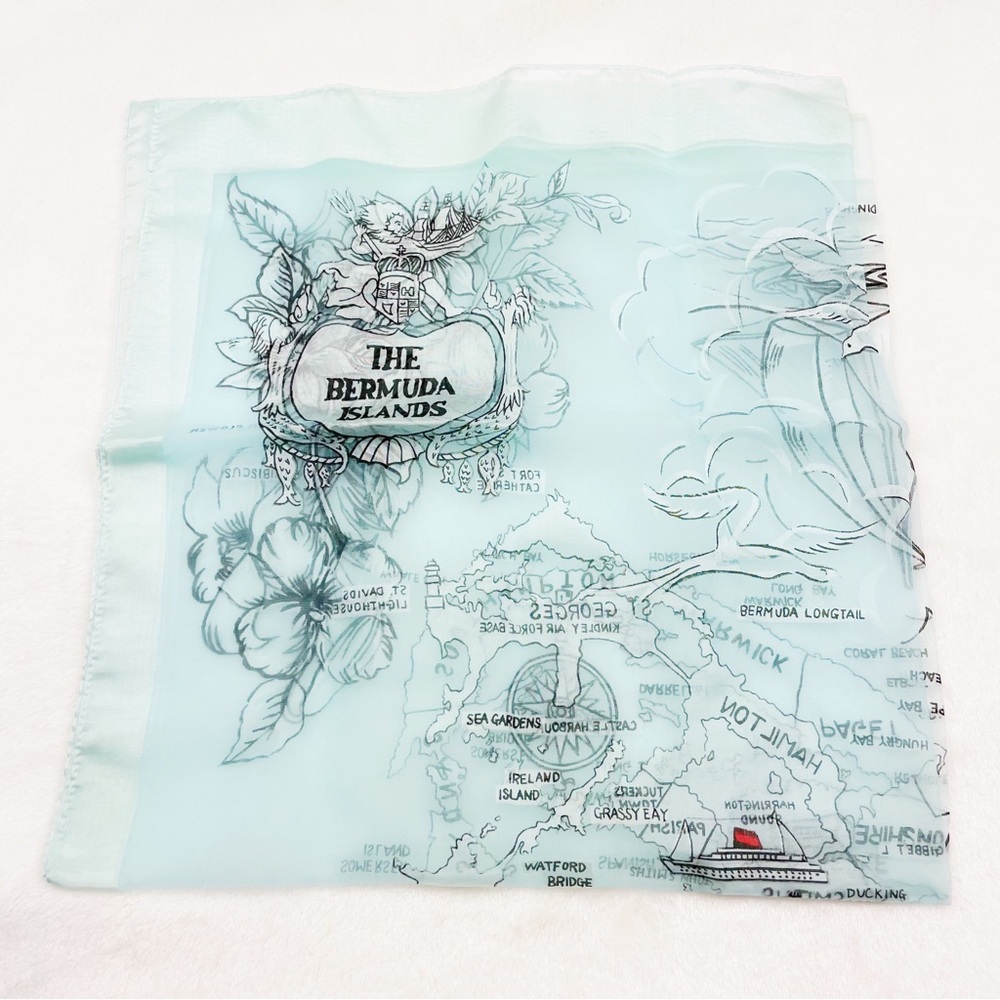 Vintage 90s Bermuda Islands Sheer Map Printed Baby Bl… - Gem